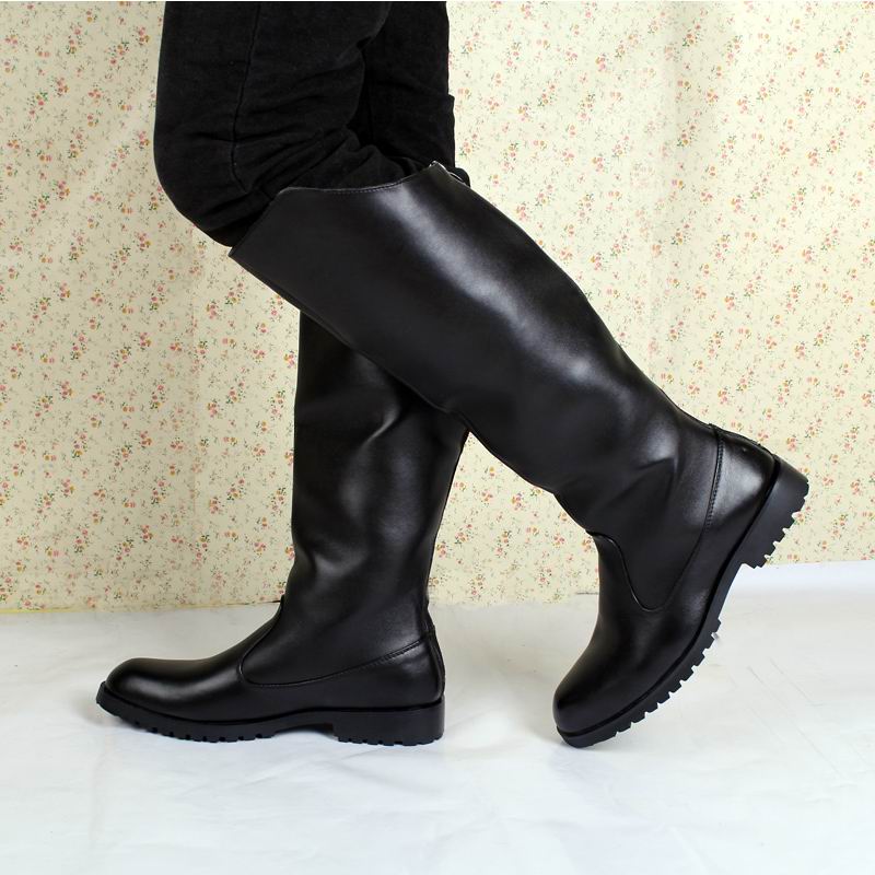 Bottes hautes pour hommes en cuir style britannique noires - SamBottes